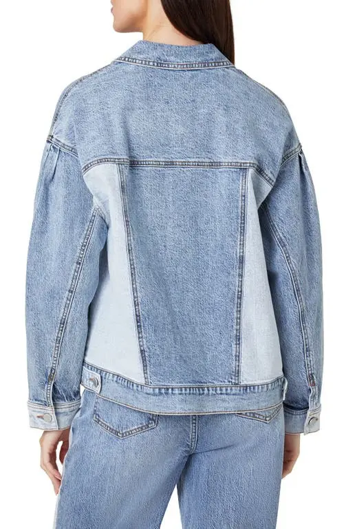 Habitual Colorblock Denim Trucker Jacket - Pacific