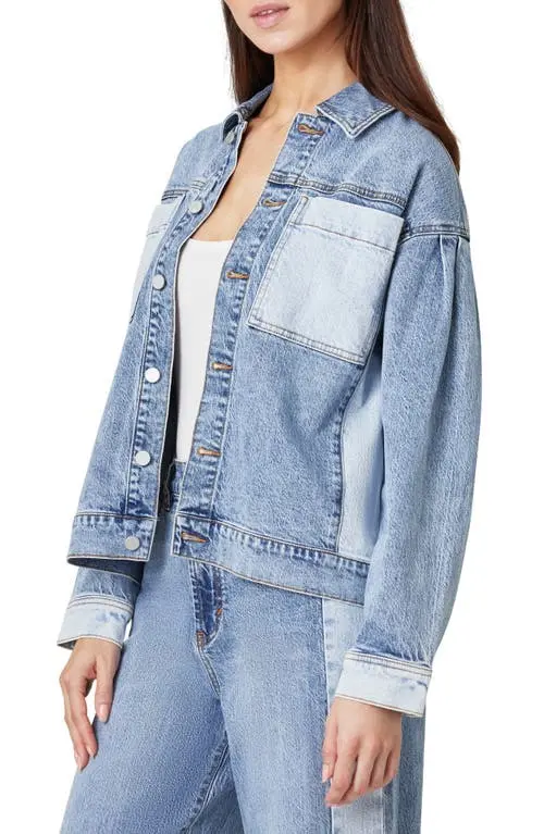 Habitual Colorblock Denim Trucker Jacket - Pacific