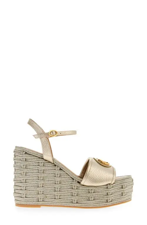 Valentino Garavani Vlogo Wedge Platform Sandal - Platino
