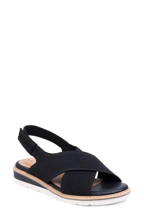 Me Too Azania Slingback Platform Wedge Slide Sandal - Black