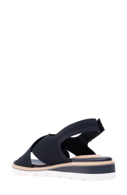 Me Too Azania Slingback Platform Wedge Slide Sandal - Black