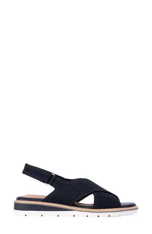 Me Too Azania Slingback Platform Wedge Slide Sandal - Black