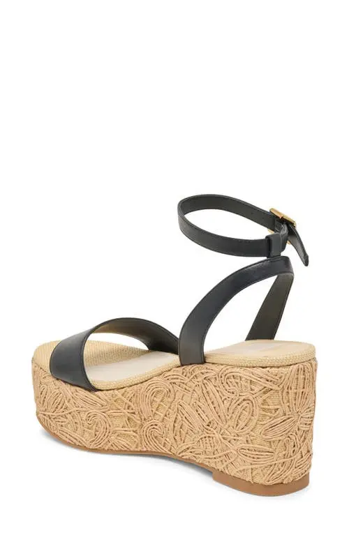 Dolce Vita Talisa Platform Wedge Sandal - Black Leather