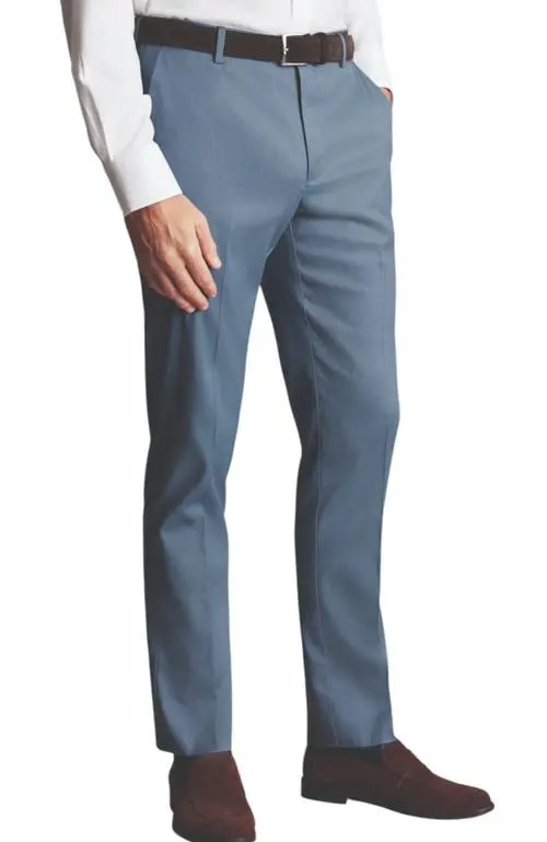 CHARLES TYRWHITT Smart Texture Trousers - Airforce Blue