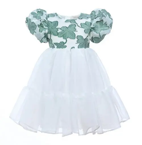TULLEEN Winona Floral Embroidery Dress - Green