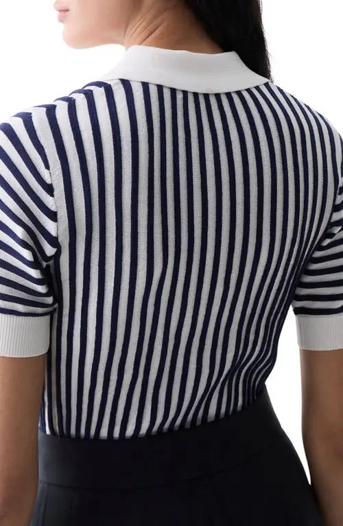 Deluc Déluc. Amarenta Stripe Polo Sweater - Ecru And Navy