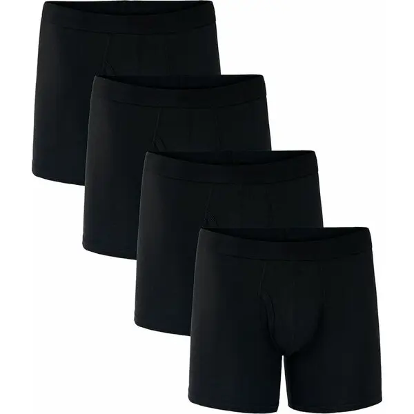 PACT Organic Cotton Everyday Boxer Brief 4-pack - Black