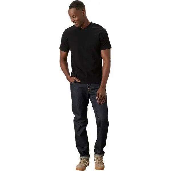 PACT Organic Cotton Featherweight Slub V-neck Tee - Black