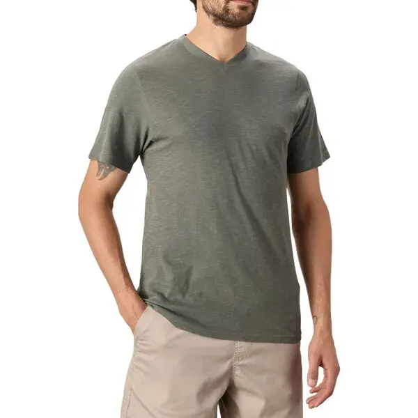 PACT Organic Cotton Featherweight Slub V-neck Tee - Castor Grey
