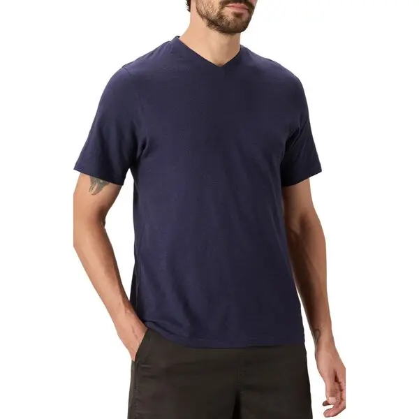 PACT Organic Cotton Featherweight Slub V-neck Tee - Eclipse