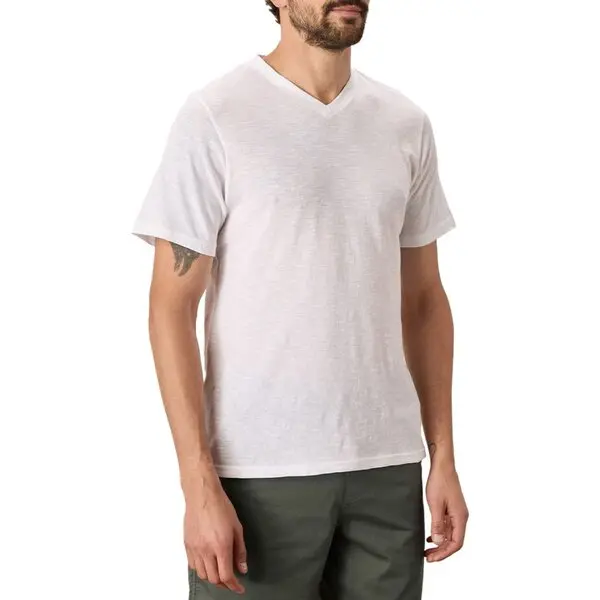 PACT Organic Cotton Featherweight Slub V-neck Tee - White