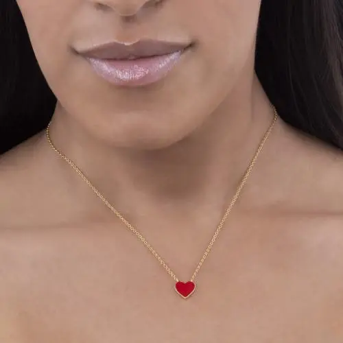 ANNA ZUCKERMAN Bff Heart Chain Necklace - Red