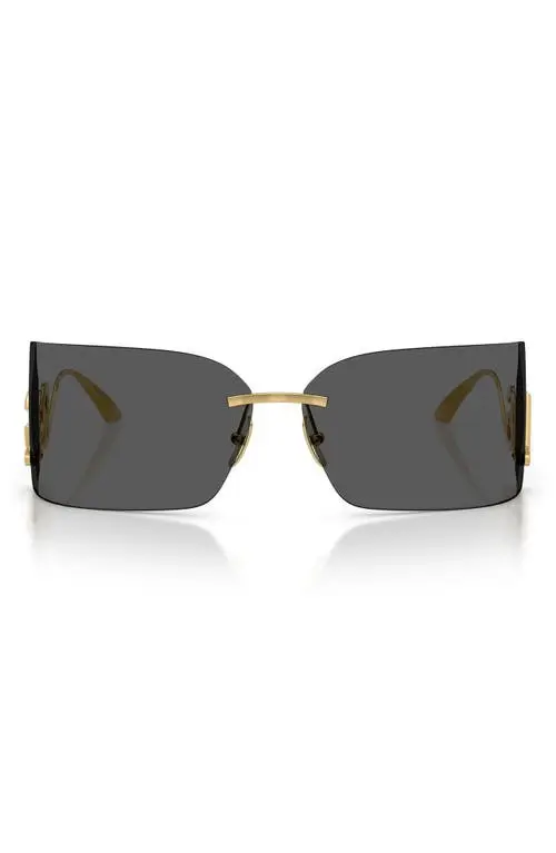 Dolce & Gabbana 79mm Oversized Rectangular Sunglasses - Gold / Dark Grey