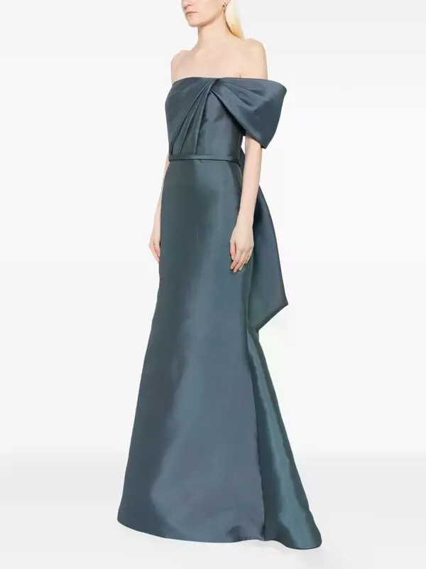Amsale Asymmetric Bow Gown