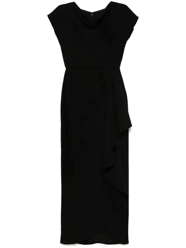 Amsale Draped Crepe Gown - Black