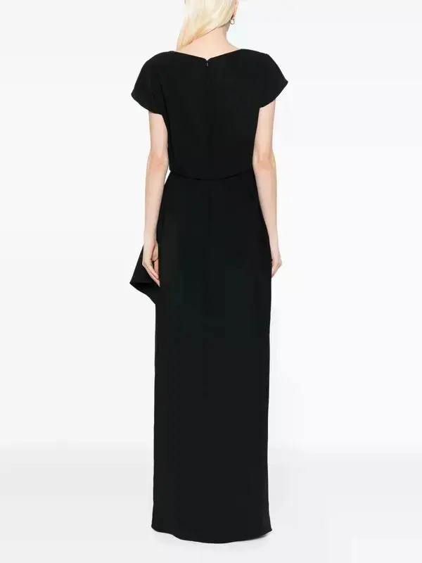 Amsale Draped Crepe Gown - Black