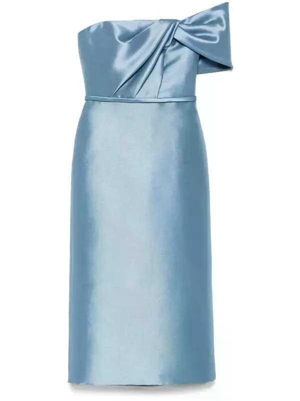 Amsale Bow Cocktail Dress - Blue