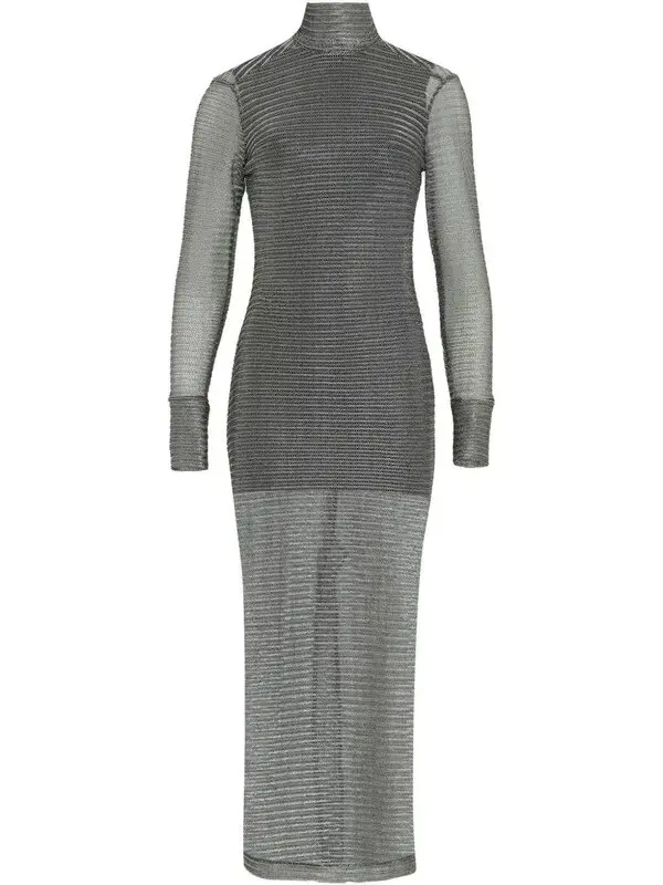 GLORIA COELHO Metallic-effect High-neck Dress