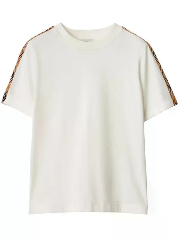 Burberry Checkered-trim T-shirt - Neutrals