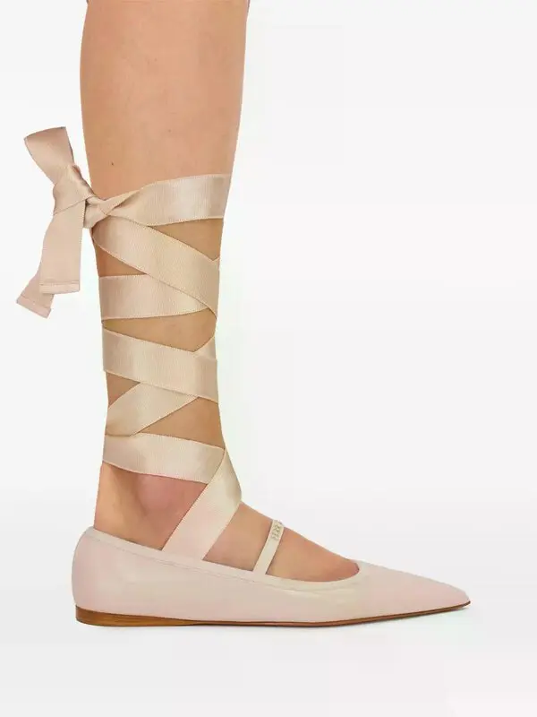 FERRAGAMO Ribbon Ballet Flats - Pink