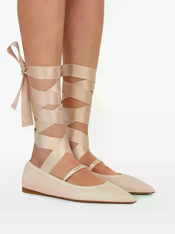 FERRAGAMO Ribbon Ballet Flats - Pink