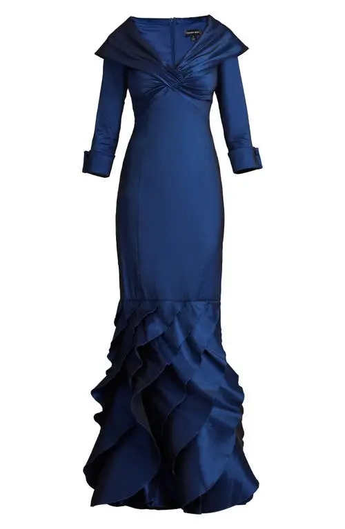 Tadashi Shoji Ruffle Detail Fit & Flare Taffeta Gown