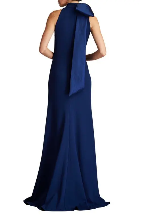 Tadashi Shoji Bow Neck Gown - Navy