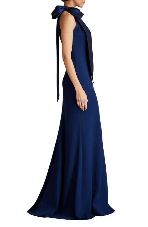 Tadashi Shoji Bow Neck Gown - Navy