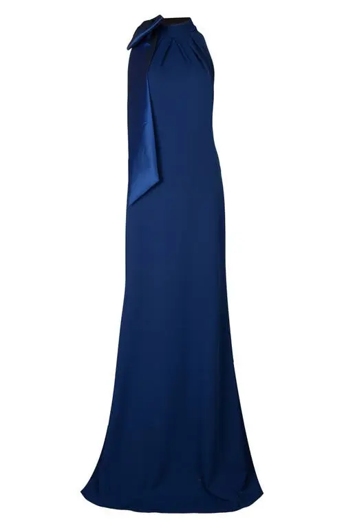 Tadashi Shoji Bow Neck Gown - Navy
