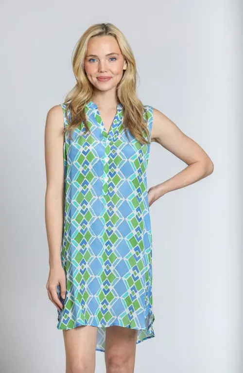 APNY Sleeveless Shift Dress - Blue/ Green Multi