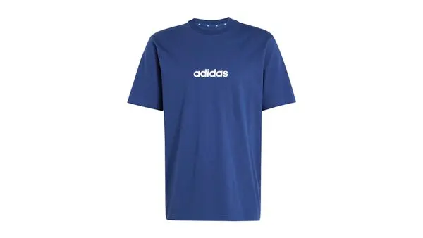 Adidas Essentials Linear Single Jersey Tee Shirt - Dark Blue/white