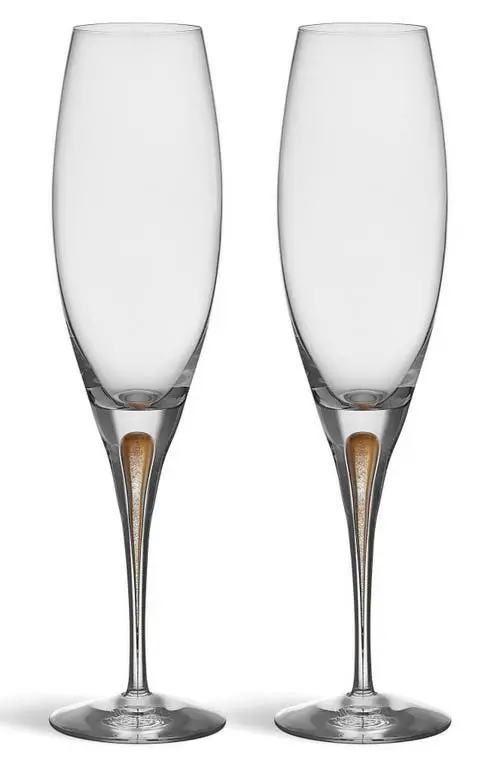 ORREFORS Intermezzo Set Of 2 Champagne Glasses - Gold