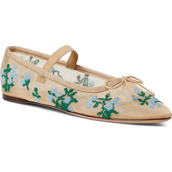 LOEFFLER RANDALL Leonie Mary Jane Flat - Caramel/green/blue
