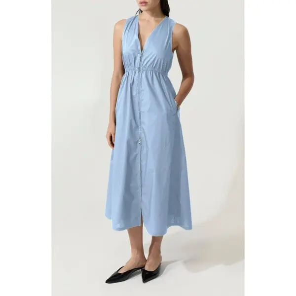 Deluc Déluc. Rubbens Front Zip Sleeveless Maxi Dress - Light Blue