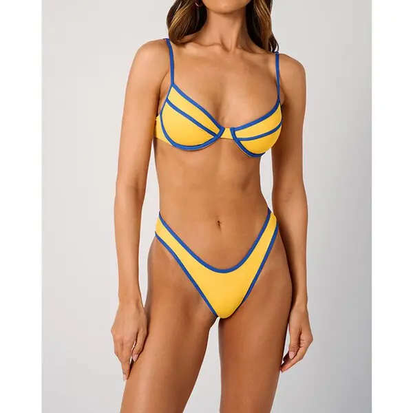 WeWoreWhat Full Coverage Underwire Bikini Top - Tanger/med Blue