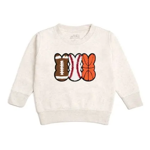 SWEET WINK Sports Peeps Patch Easter Sweatshirt - Natural Heather