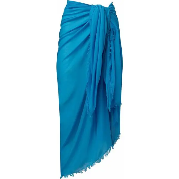 WeWoreWhat Raw Edge Maxi Sarong - Turquoise