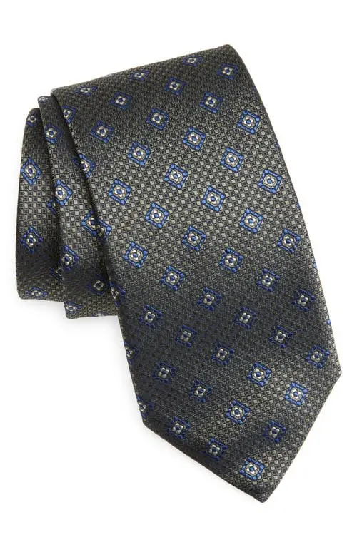 Canali Silk Jacquard Neck Tie - Green