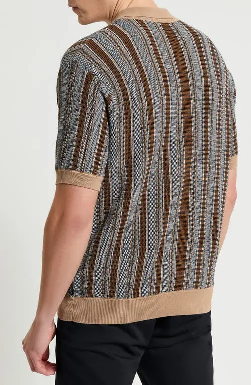 Ben Sherman Textured Stripe Knit Button-up Shirt