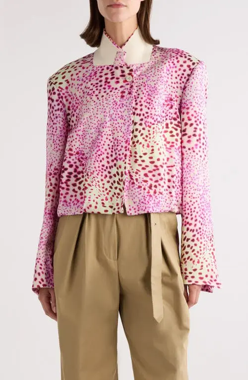 Dries Van Noten Vasti Orchid Print Crop Jacket In Fuchsia - 76