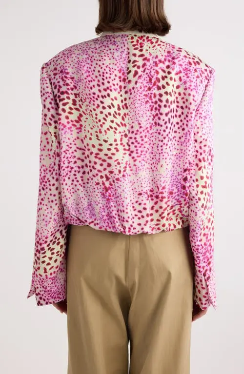 Dries Van Noten Vasti Orchid Print Crop Jacket In Fuchsia - 76