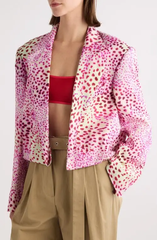 Dries Van Noten Vasti Orchid Print Crop Jacket In Fuchsia - 76