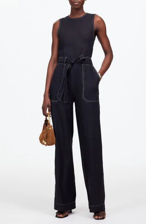 Madewell Relaxed Linen Jumpsuit - Jet Black