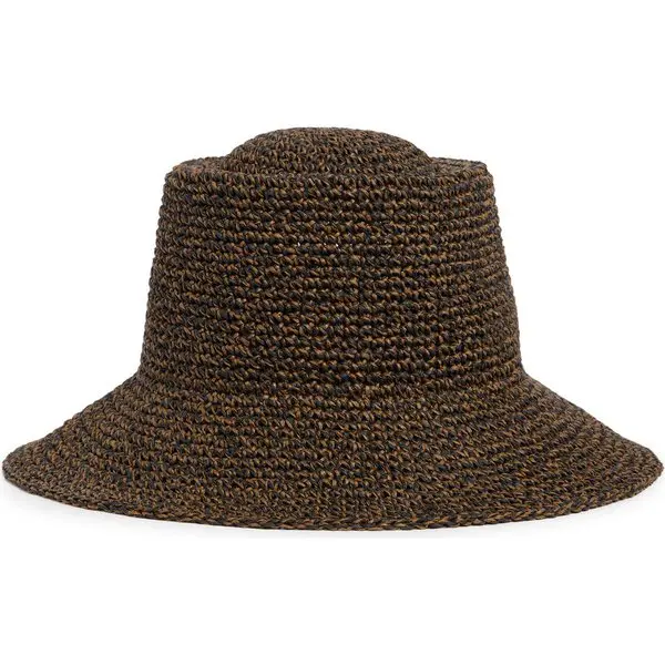 Nordstrom Packable Straw Bucket Hat - Black- Brown