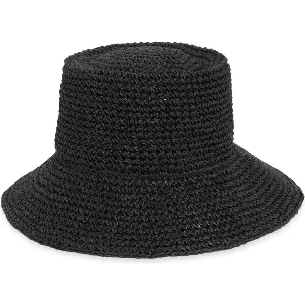 Nordstrom Packable Straw Bucket Hat - Black