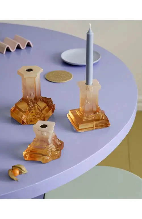 KOSTA BODA Rocky Baroque Medium Crystal Candlestick - Orange