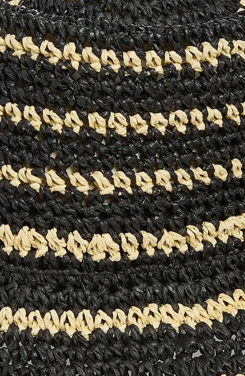 Nordstrom Stripe Packable Straw Hat - Black Combo