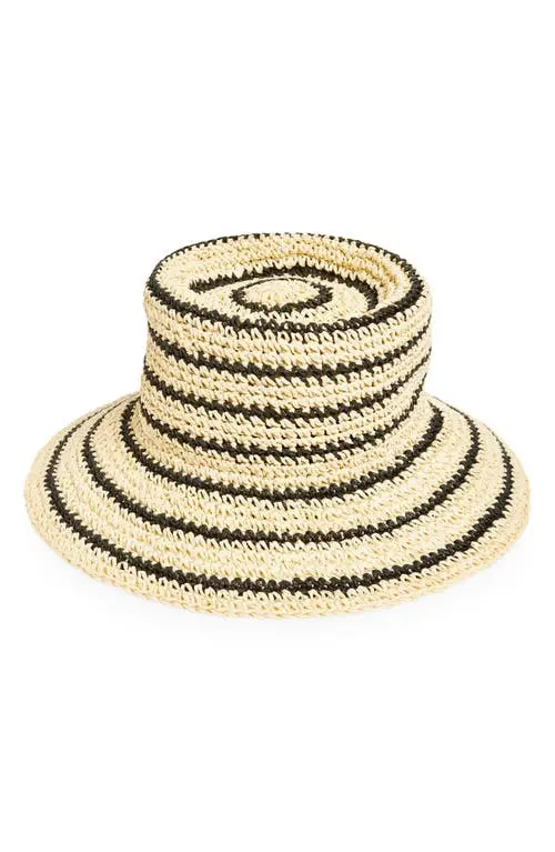 Nordstrom Stripe Packable Straw Hat - Natural Combo