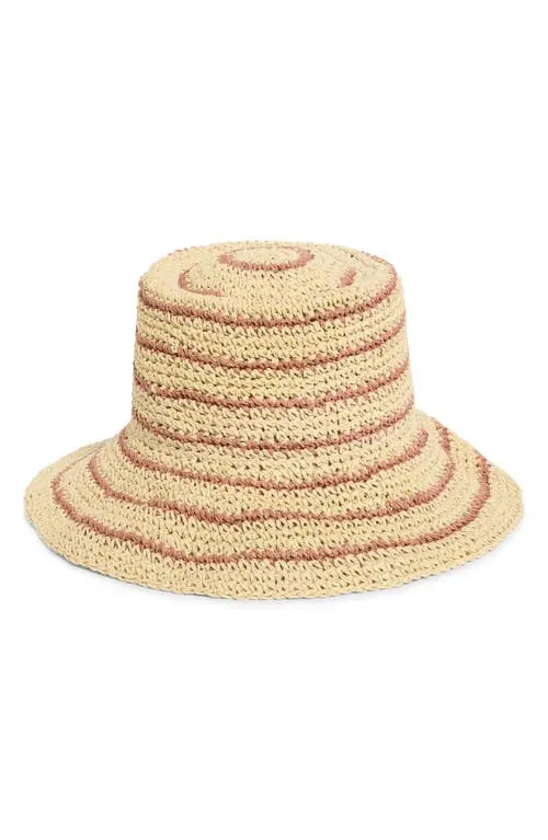 Nordstrom Stripe Packable Straw Hat - Pink Combo