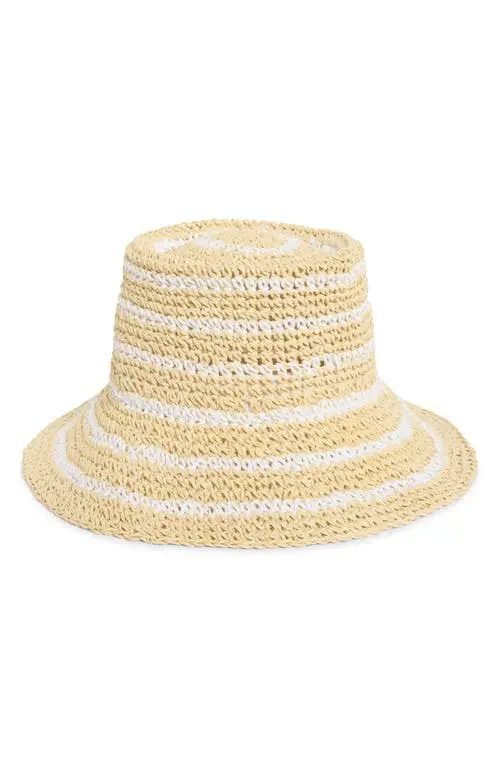 Nordstrom Stripe Packable Straw Hat - White Combo